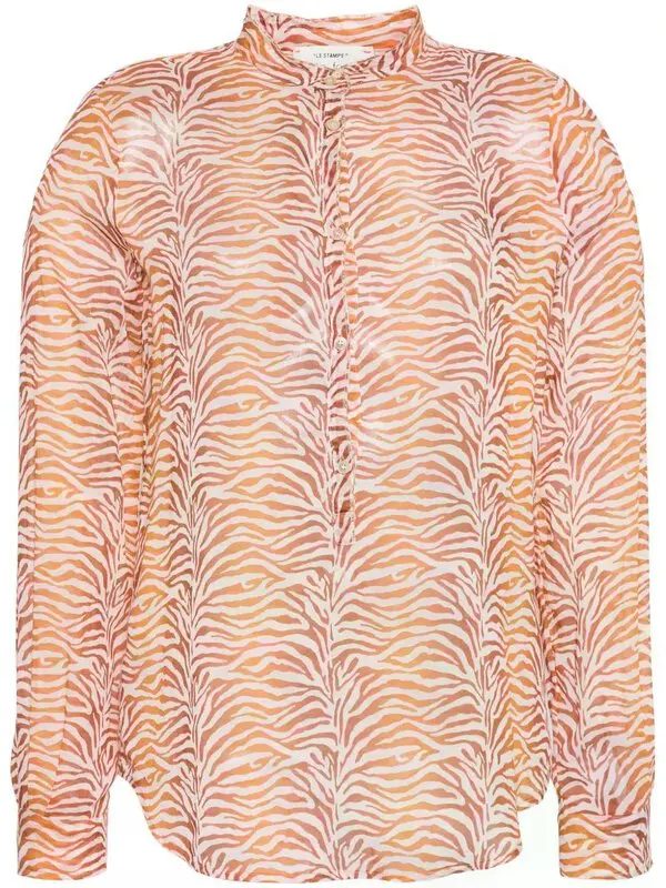 FORTE_FORTE Zebra-print Cotton-blend Blouse