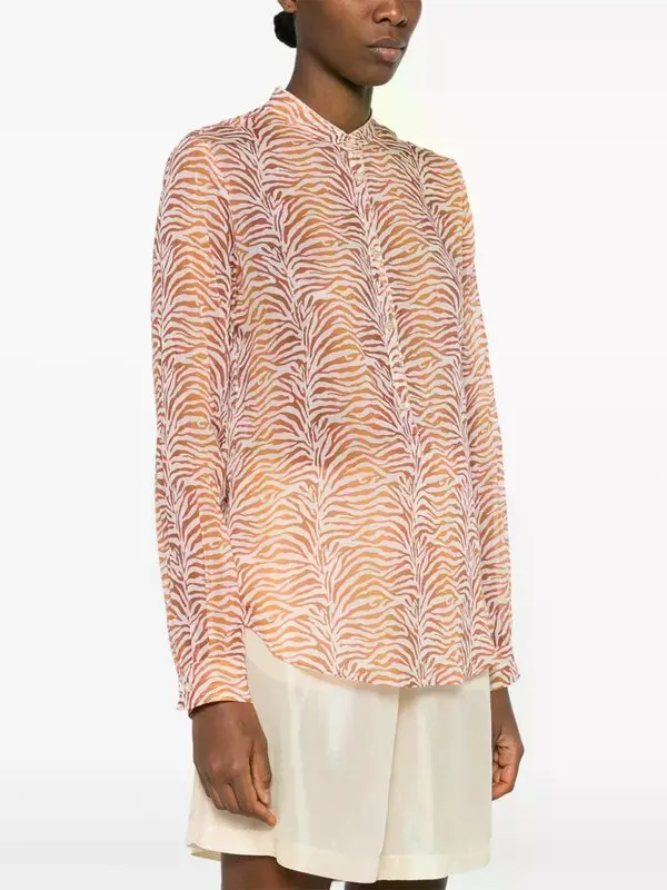 FORTE_FORTE Zebra-print Cotton-blend Blouse