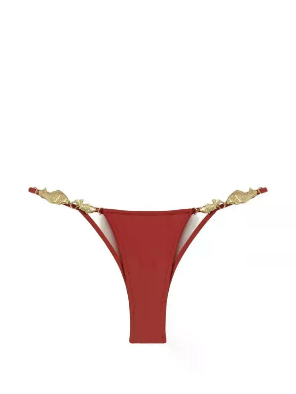 REINA OLGA Splash Fish-detail Bikini Bottoms - Red