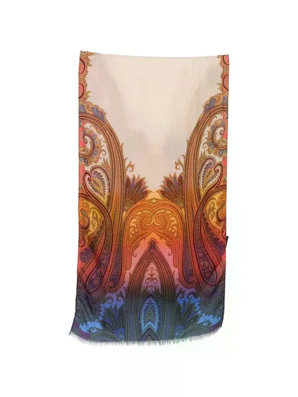 Etro Paisley-print Frayed Scarf - Red