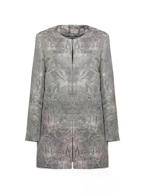 EMME Marella Floral-embroidered Round-neck Coat