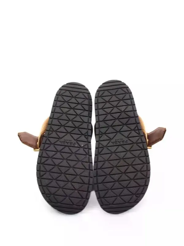 Prada 2000s Triangle Logo Buckled Sandals
