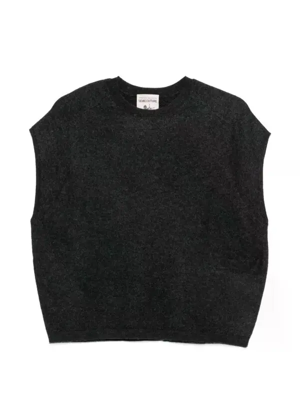 SEMICOUTURE Crew-neck Sleeveless Vest - Grey