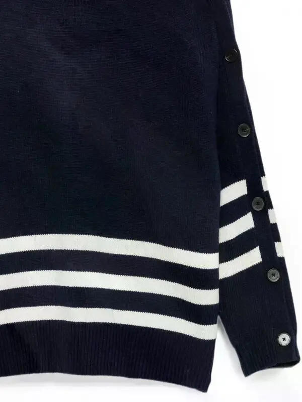 SEMICOUTURE Striped Crew Neck Sweater With Button Details