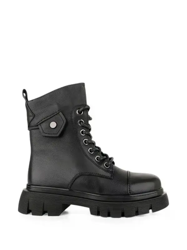 LINDA BAUMANN Lace-up Lug-sole Ankle Boots - Black
