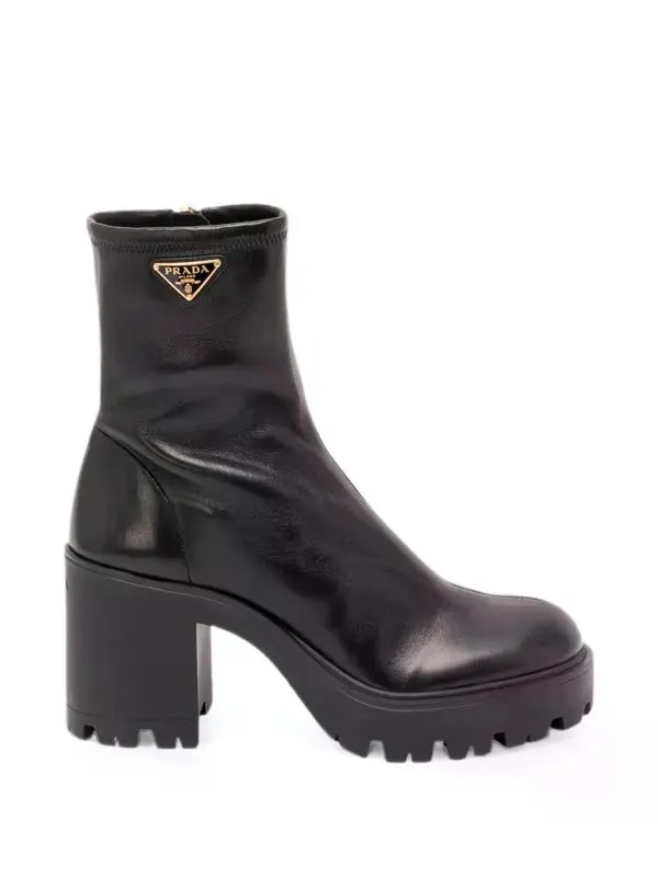 Prada Logo-plaque Platform Ankle Boots - Black
