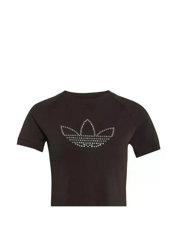 Adidas Trefoil-logo Rhinestone-embellished T-shirt - Brown