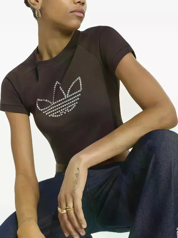 Adidas Rhinestone-embellished Trefoil Logo T-shirt