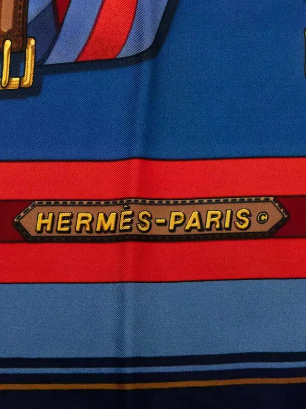 Hermès 2000-2026 Les Sangles Silk Scarf 90 Scarves - Blue