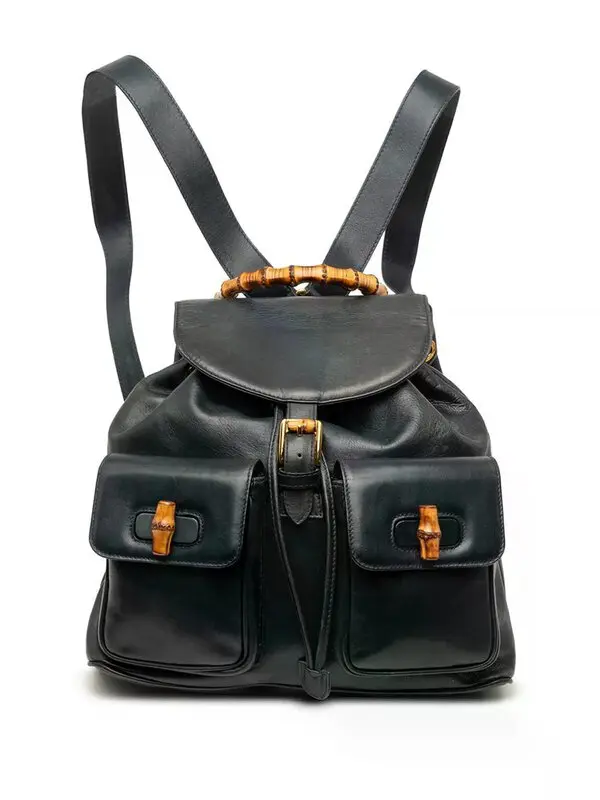 Gucci 20th Century Calfskin Bamboo Drawstring Backpack