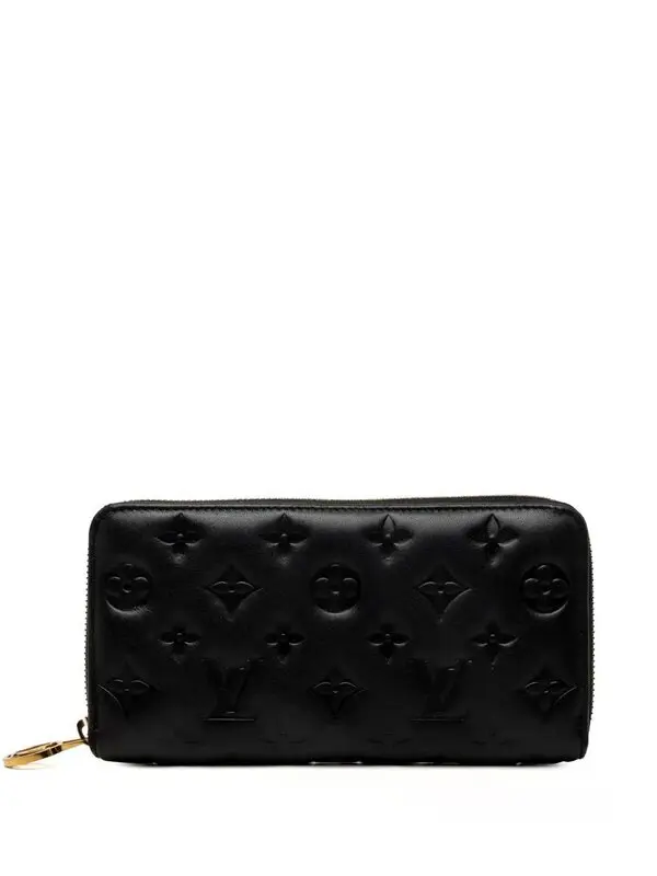 LOUIS VUITTON 2021-2026 Monogram Embossed Lambskin Coussin Zippy Wallet Long Wallets