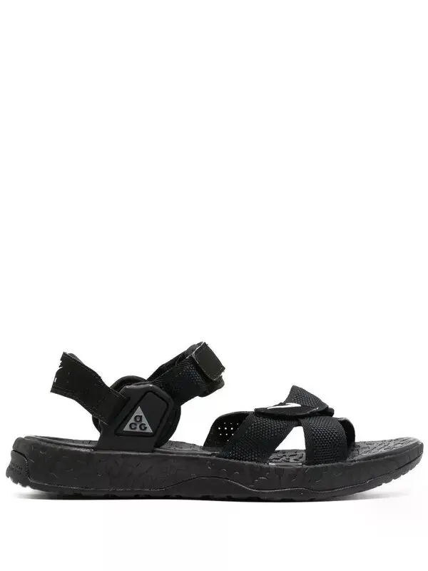 Nike Swoosh-logo Detail Sandals - Black