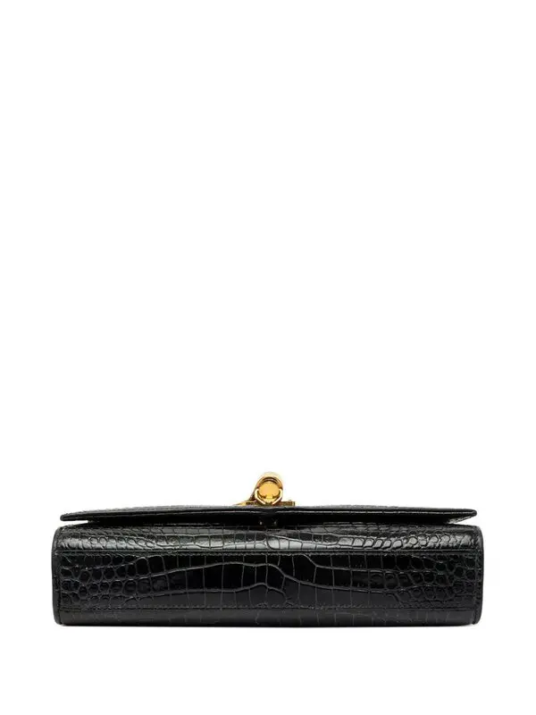 Saint Laurent Medium Croc Embossed Patent Monogram Kate Tassel Crossbody Bag