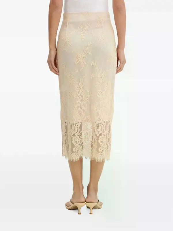 VICOLO Lace-overlay Side-slit Midi Skirt