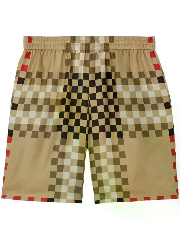 Burberry Pixel Check Silk Shorts
