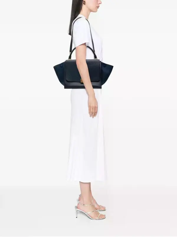 Celine 2015 Medium Calfskin And Suede Trapeze Satchel