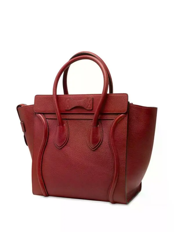 Celine 2016 Micro Drummed Calfskin Luggage Tote Bag - Red