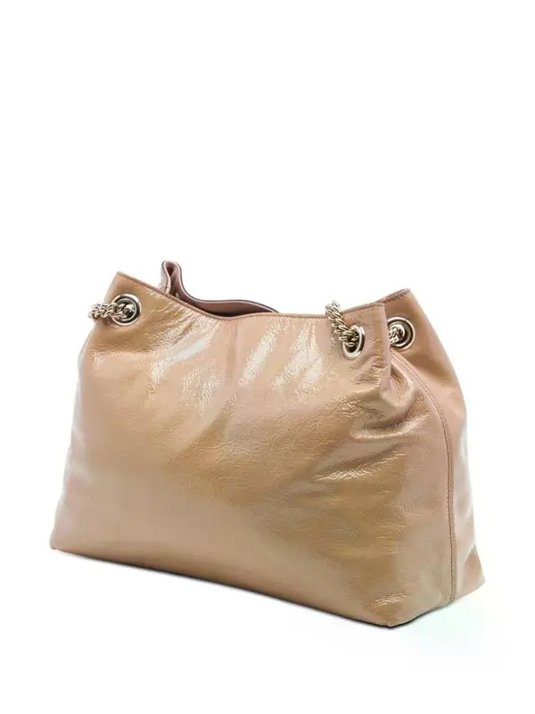 Gucci Patent Leather Soho Chain Tote Bag - Brown