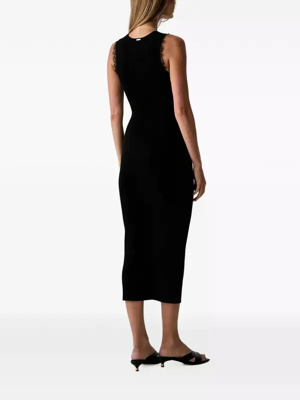 TWINSET Midi Lace-trim Ribbed-knit Dress