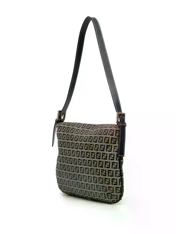 Fendi 2000-2010 Zucchino Canvas Double Flap Shoulder Bag