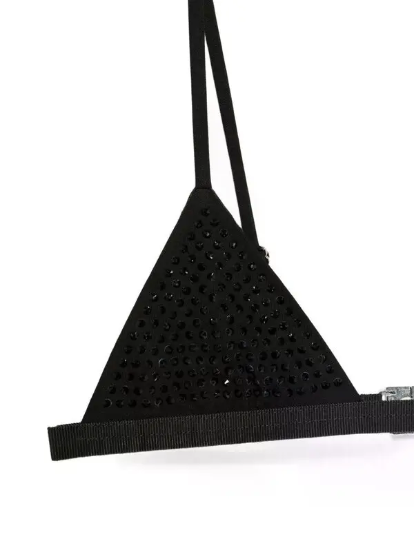 Patrizia Pepe Rhinestone Triangle Bra - Black