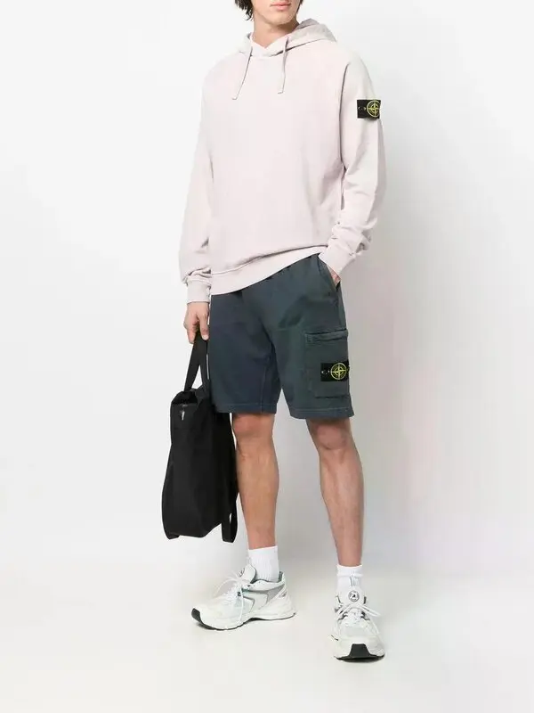 Stone Island Logo-patch Knee-length Shorts - Blue