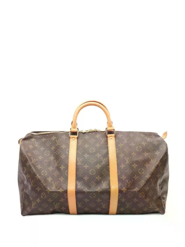 LOUIS VUITTON 1998 50 Keepall Monogram Boston Travel Bag - Brown