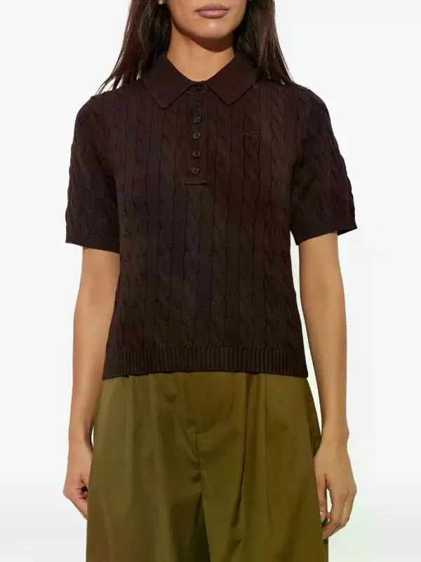 GESTUZ Cable-knit Polo Sweater
