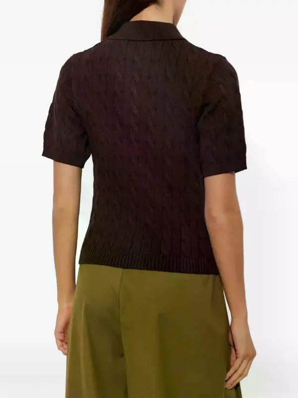 GESTUZ Cable-knit Polo Sweater