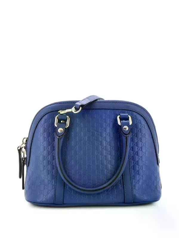 Gucci Convertible Dome Microssima Leather Mini Satchel - Blue