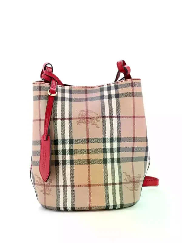 Burberry Lorne Haymarket Coated Canvas Small Bucket Bag - Brown