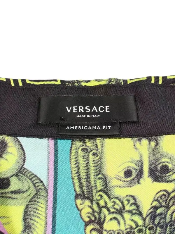 Versace Le Maschere Short-sleeve Silk Shirt