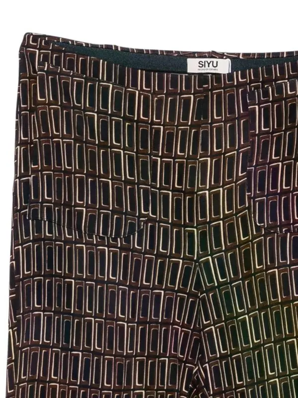 SIYU Geometric-print Flared Trousers