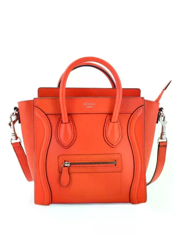 Celine Luggage Bag Grainy Leather Nano Crossbody Bag - Red