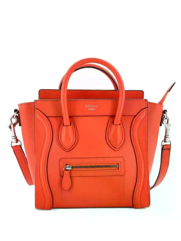 Celine Luggage Bag Grainy Leather Nano Crossbody Bag - Red