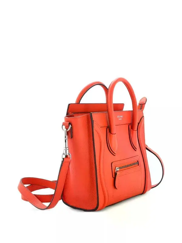 Celine Luggage Bag Grainy Leather Nano Crossbody Bag - Red