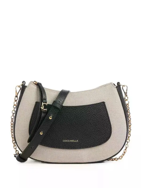 COCCINELLE Grained-leather Canvas Shoulder Bag