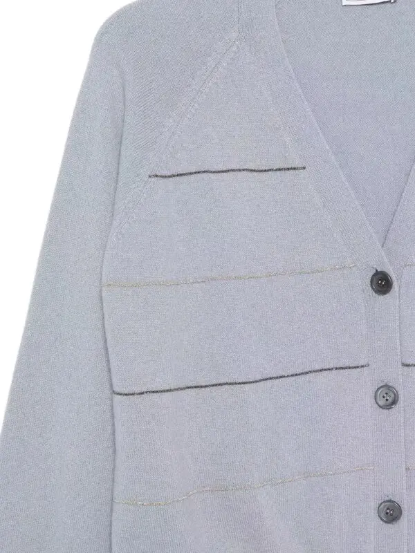 Peserico V-neck Cardigan With Ribbed Details