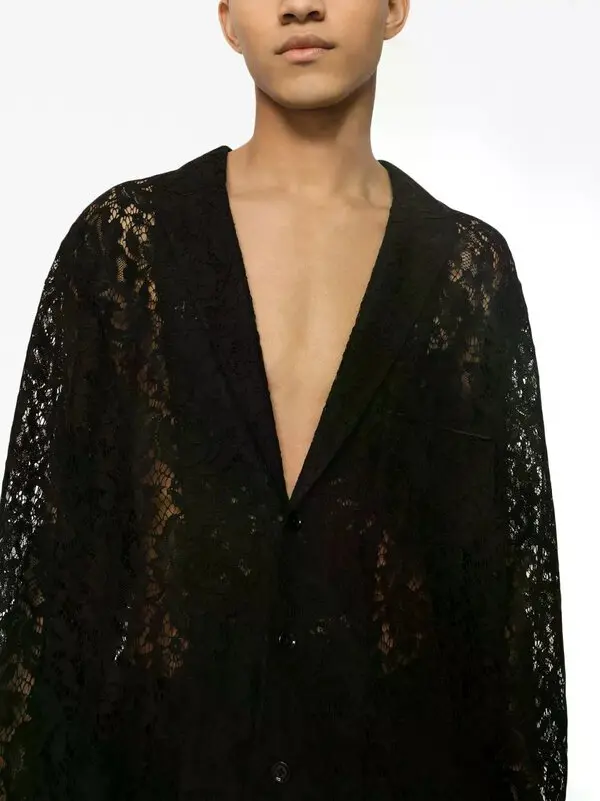 Dolce & Gabbana Lace-panelling Notched-collar Shirt