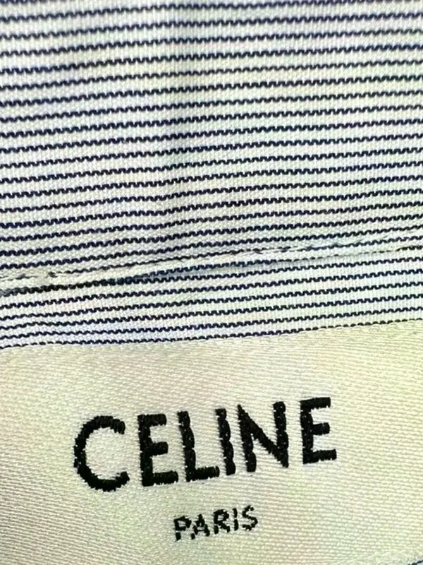 Celine Ruffle-neckline Stripe Blouse