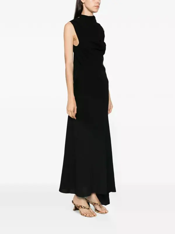 Attico Sleeveless Open Back Wool Maxi Dress