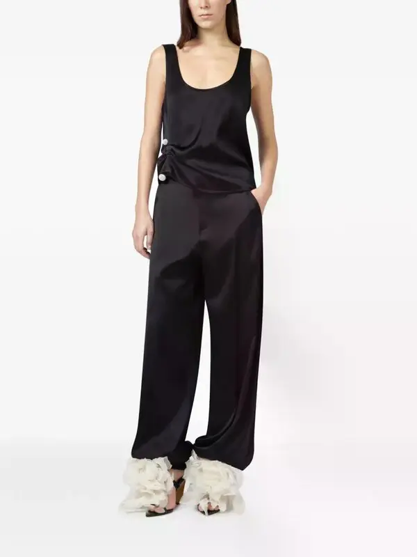 Giuseppe Di Morabito Satin Floral Detail Wide Leg Trousers