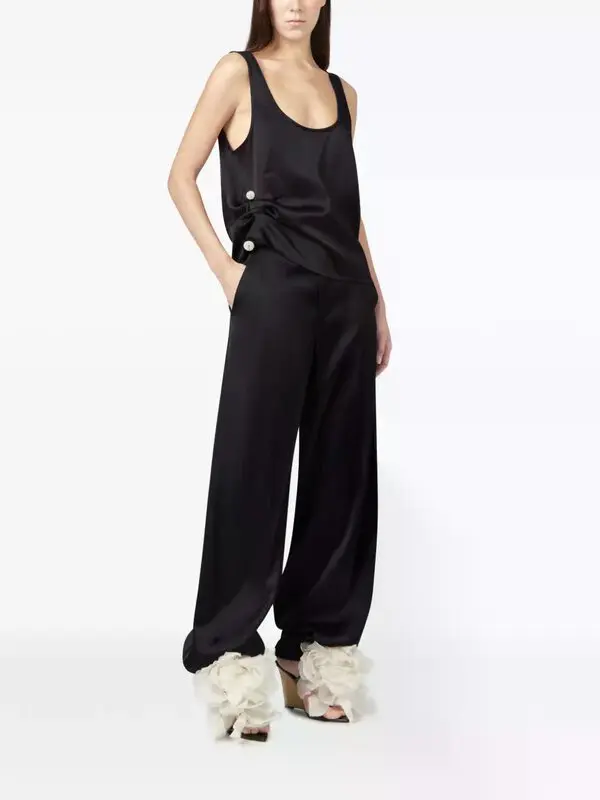 Giuseppe Di Morabito Satin Floral Detail Wide Leg Trousers
