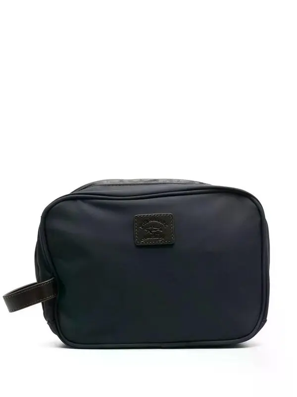 Paul & Shark Leather-trim Wash Bag - Blue