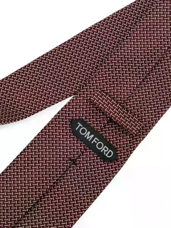 TOM FORD Geometric Pattern Jacquard Neck Tie - Red