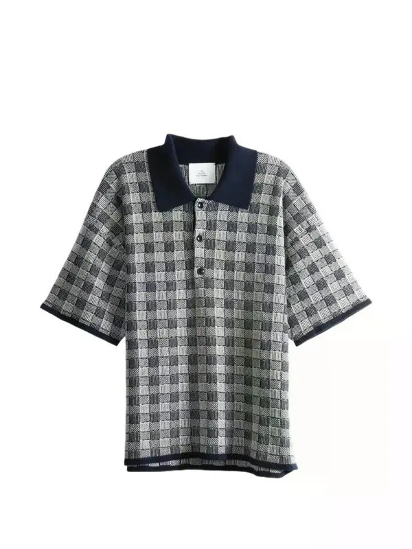 THE ELDER STATESMAN Check-pattern Short-sleeve Polo Shirt - Grey