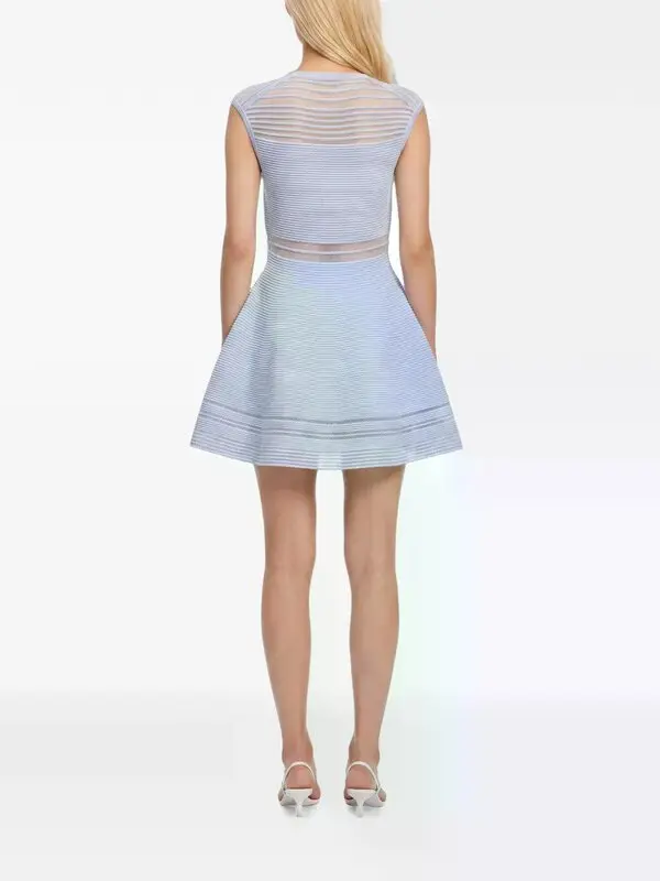 Simkhai Ribbed-knit Mesh-panel Mini Dress