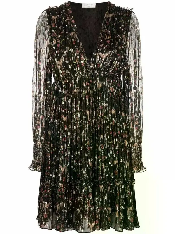 Sandro Floral Voile Dress - Black