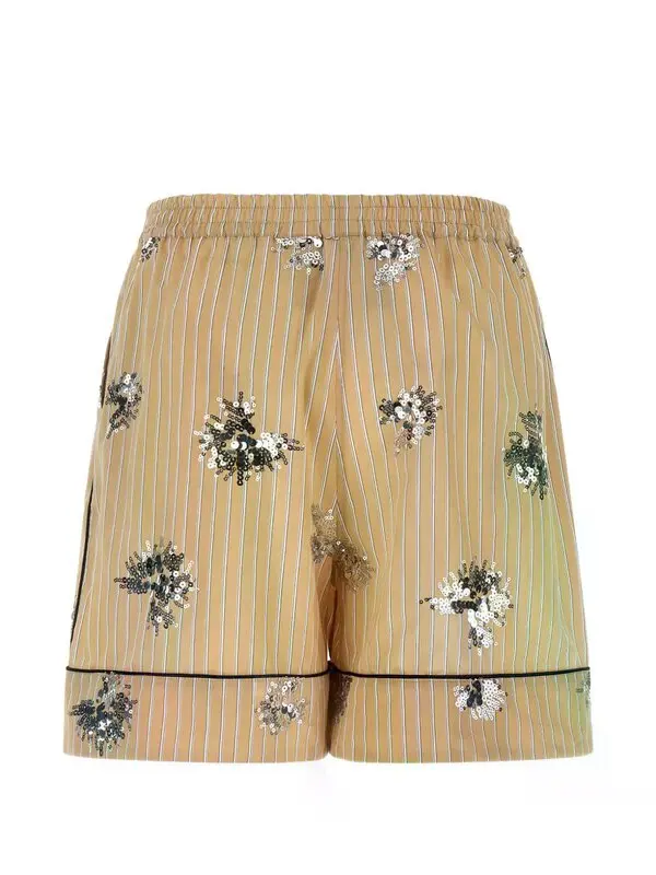 LE TWINS Sequin-embellished Striped Shorts