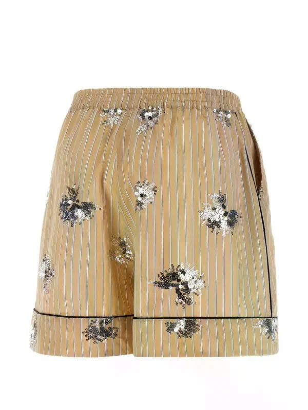 LE TWINS Sequin-embellished Striped Shorts